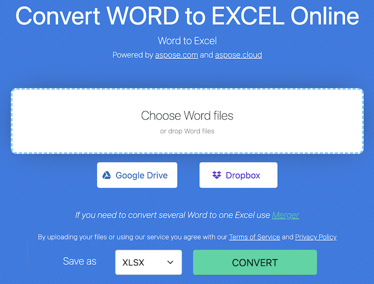 Conversor Online Grátis de Word para Excel | Converter DOCX para XLS XLSX